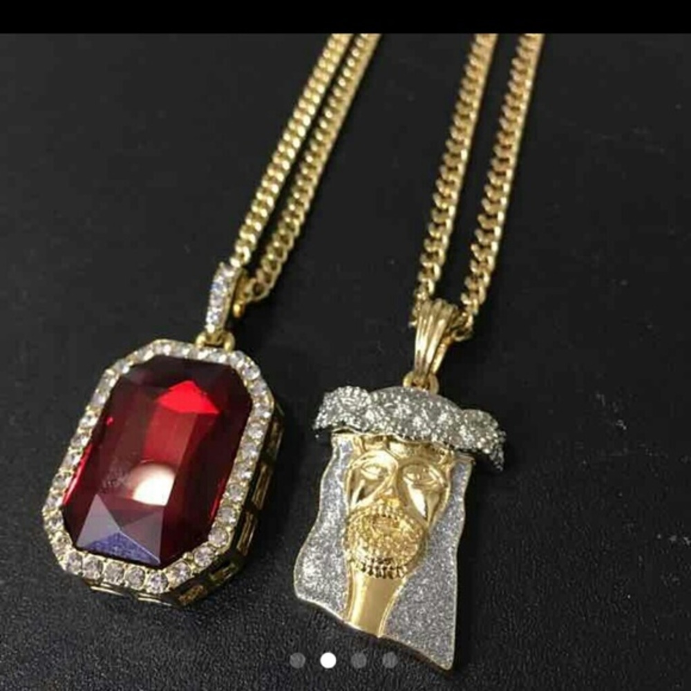 14k Gold Plated Iced Out Chains Bundle - Gem